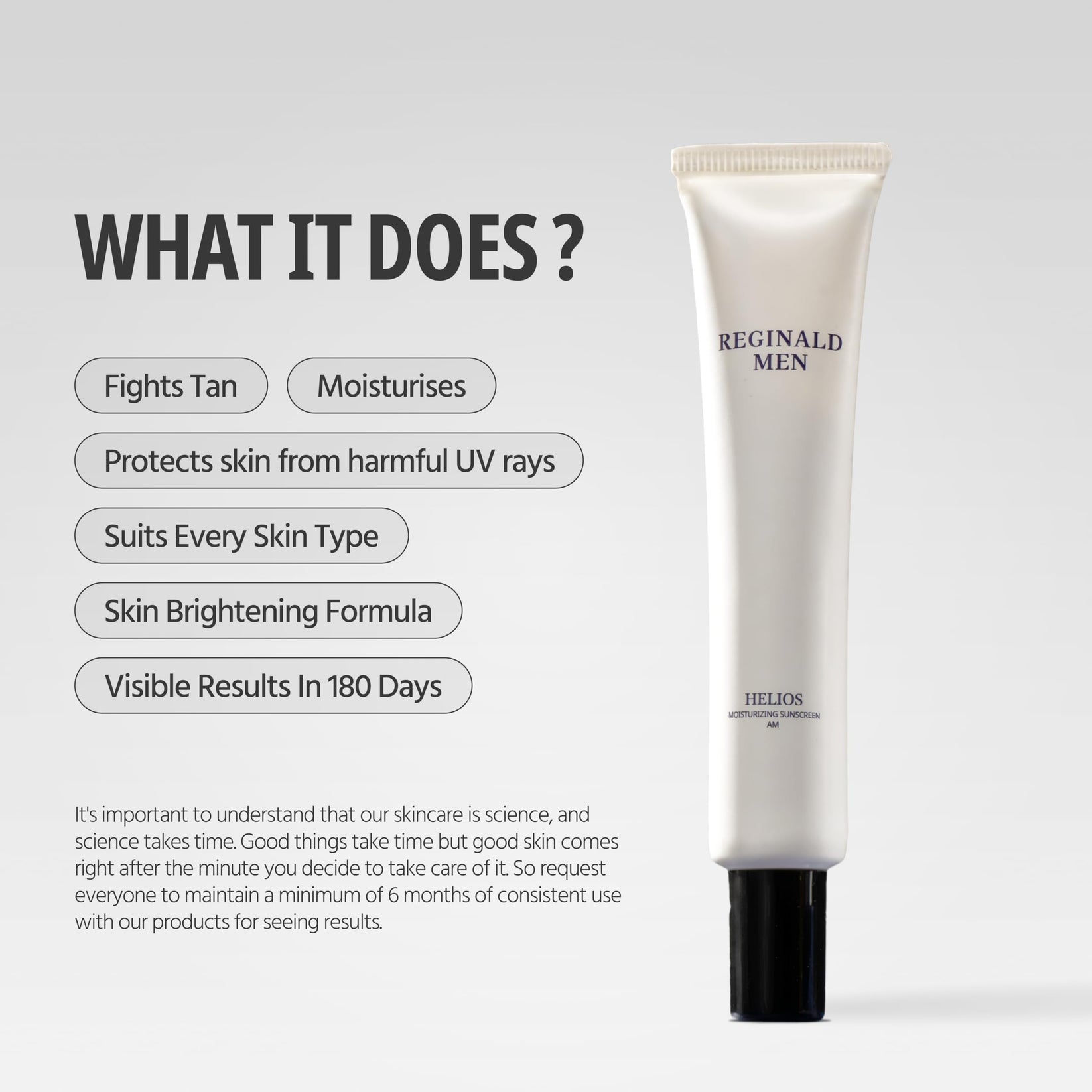 Reginald Men Sunscreen SPF 50 PA++++ Brightening & Moisturising - 50 g ...